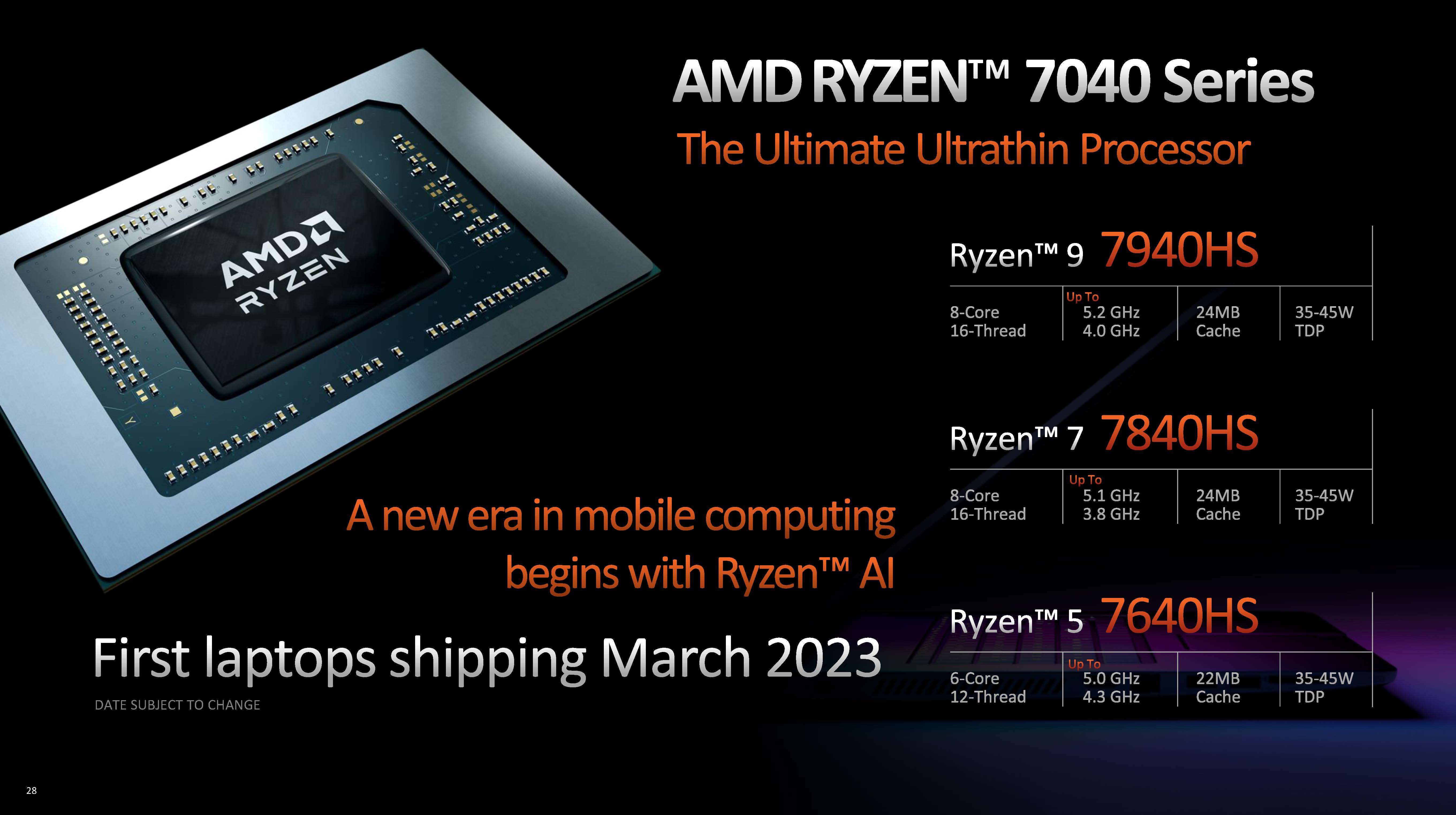 CES 2023 : AMD annonce aussi ses Ryzen 7000 pour les laptops