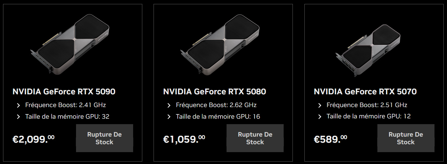 NVIDIA baisse de nouveau le prix de ses GeForce RTX 5000 FE